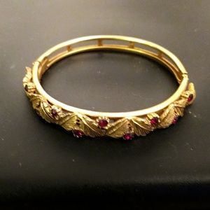 Vintage | Jewelry | Vintage Gold Ruby Bangle Bracelet | Poshmark